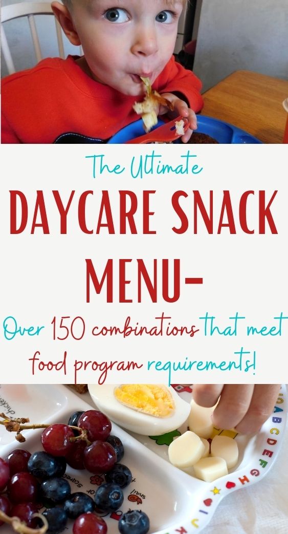 Ultimate Daycare Snack Menu Over 150 Combinations For CACFP