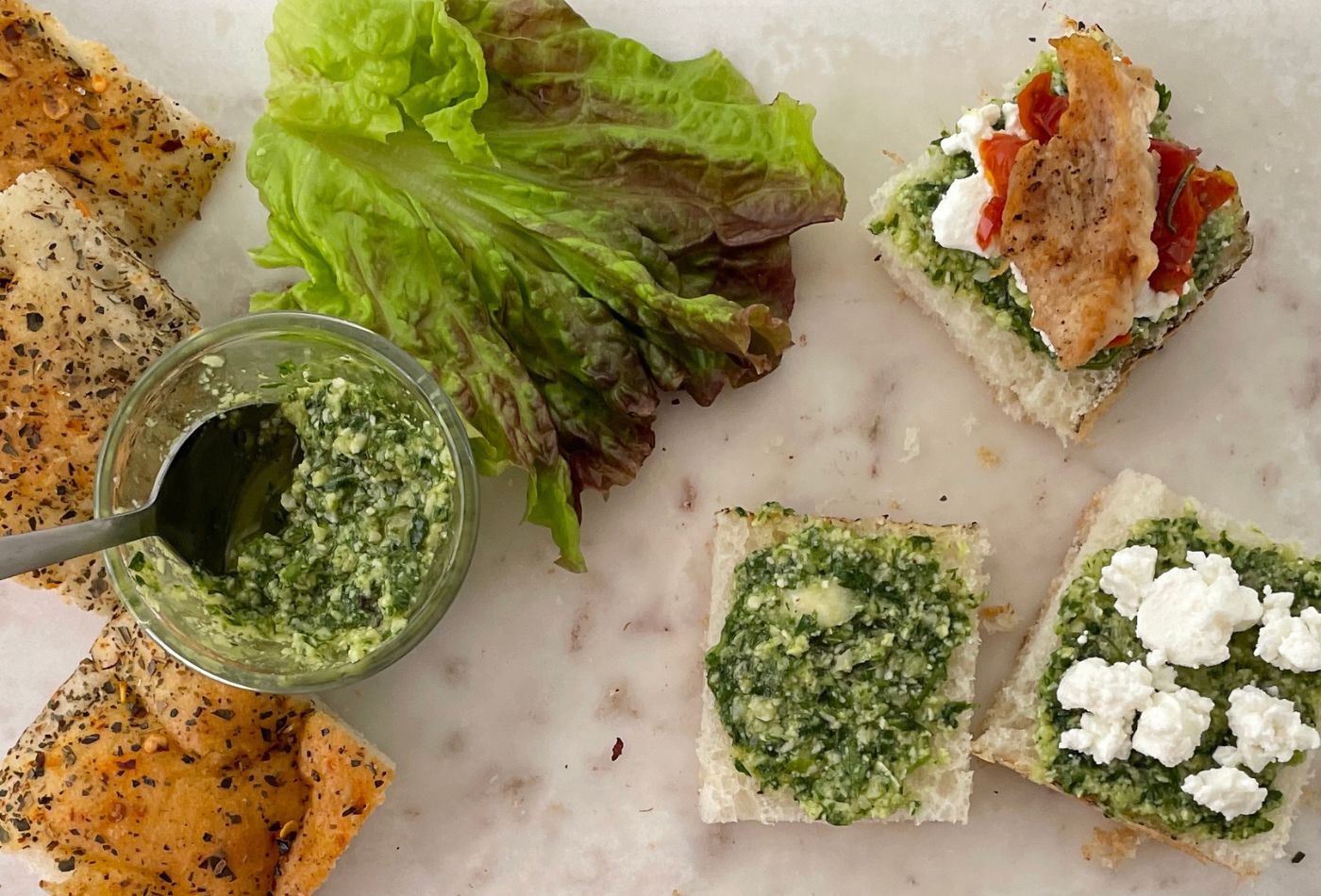 Pesto Chicken Focaccia Sandwich-Little Sprouts Learning