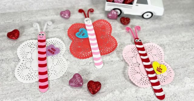 Craft Stick Valentine Butterfly Craft-Little Sprouts Learning