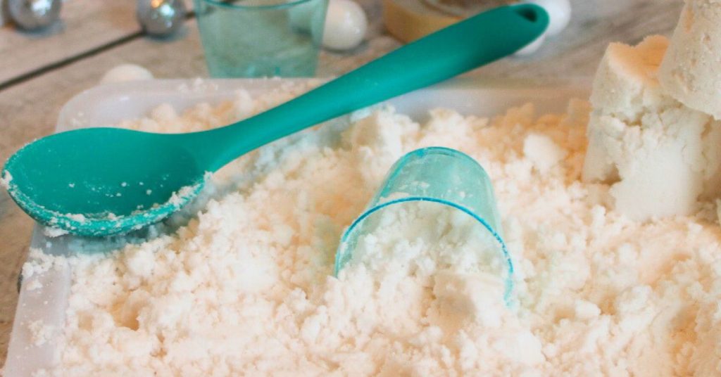 Homemade Fake Snow Recipe-Little Sprouts Learning