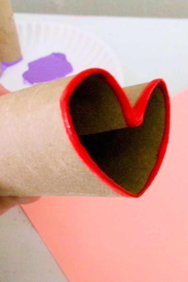 Creative Toilet Paper Roll Heart Stamp Bouquet Craft
